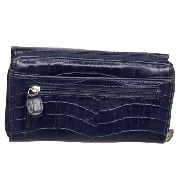 Hato Hasi | Bags | Hato Hasi Blue Crocodile Embossed Large Wallet ...